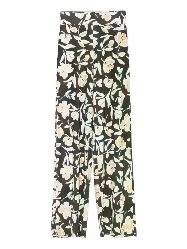Patrizia Pepe Floral Print Palazzo Trousers - Black