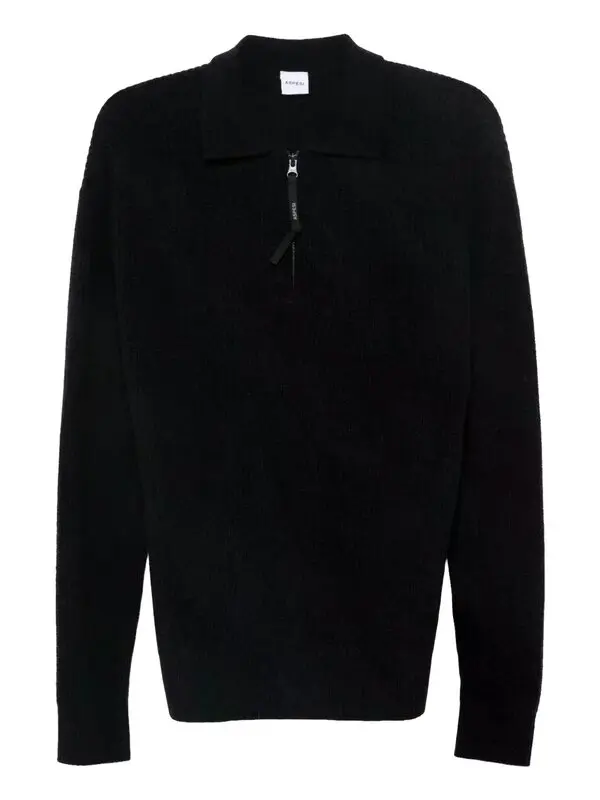Aspesi Wool Fisherman's Knit Polo Shirt - Blue