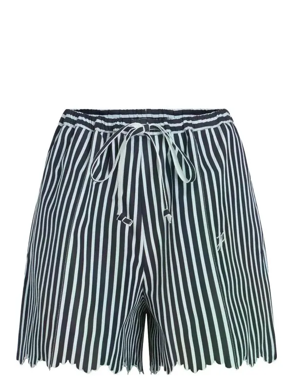 PATOU Striped Drawstring Shorts With Scallop Hem - Blue