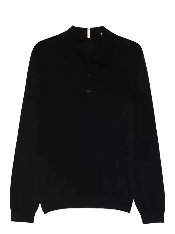 SUNFLOWER Merino Wool Polo Shirt - Black