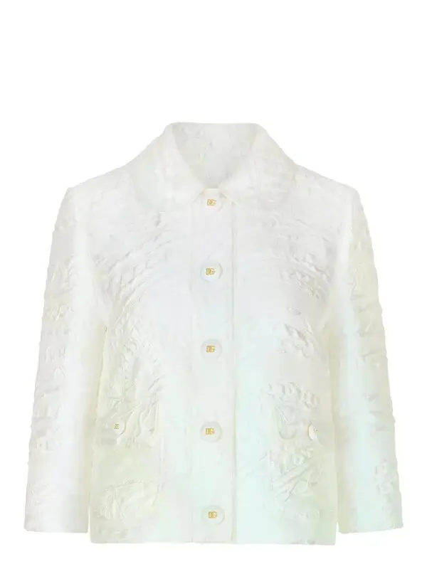 Dolce & Gabbana Brocade Rounded-collar Jacket - White