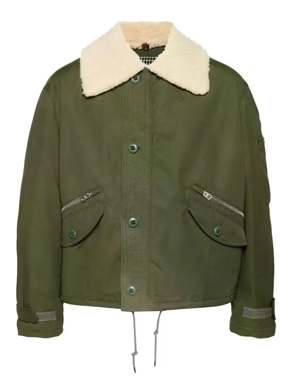 Kenzo Army Jacket With Textured Finish And Checked Lining - Green