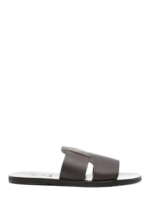 ANCIENT GREEK SANDALS Miltiadis Slides - Brown