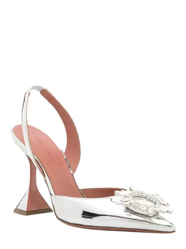 Amina Muaddi Begum 95mm Slingback Pumps - Silver