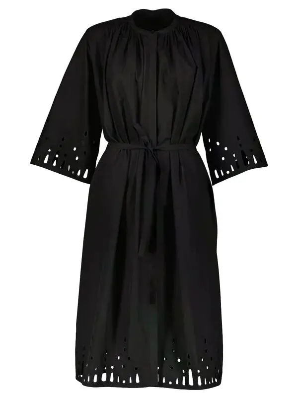 YVES SALOMON Broderie Anglaise Midi Dress - Black