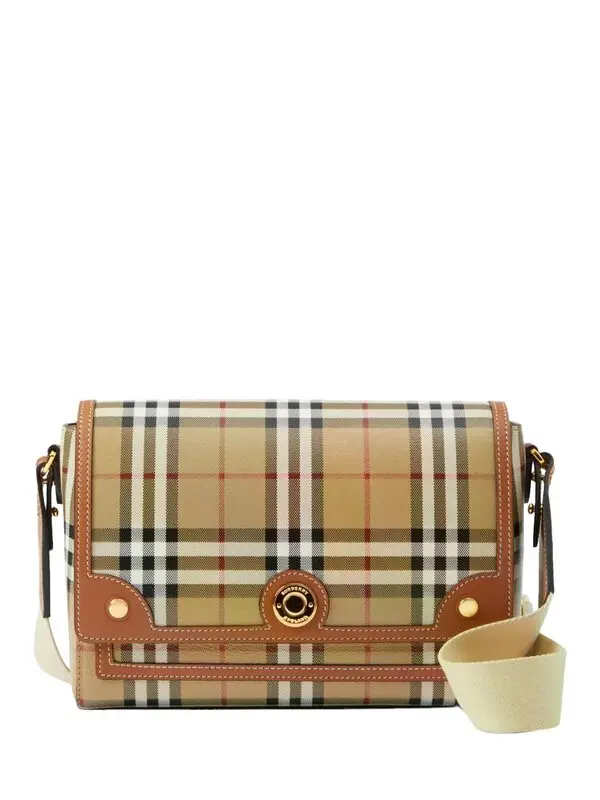 Burberry Calf Leather And Check Crossbody Bag - Neutrals