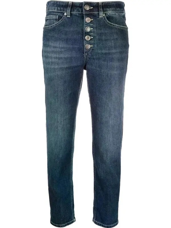 DONDUP Bleach-effect High-waisted Straight Leg Jeans - Blue