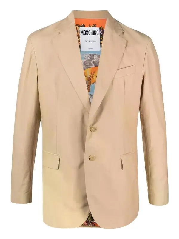 Moschino Single-breasted Cotton-blend Blazer - Neutrals