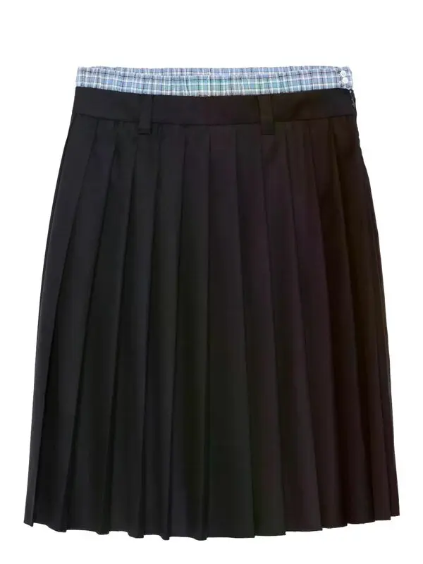 Miu Miu Pleated Batavia Midi Skirt - Blue