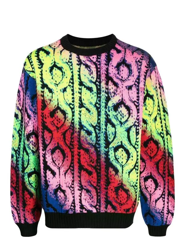 AGR Merino Wool Cable Knit Sweater - Multicolour