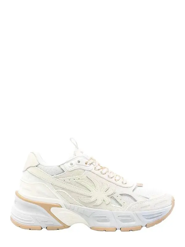 Palm Angels Panelled Leather Trim Sneakers - Neutrals