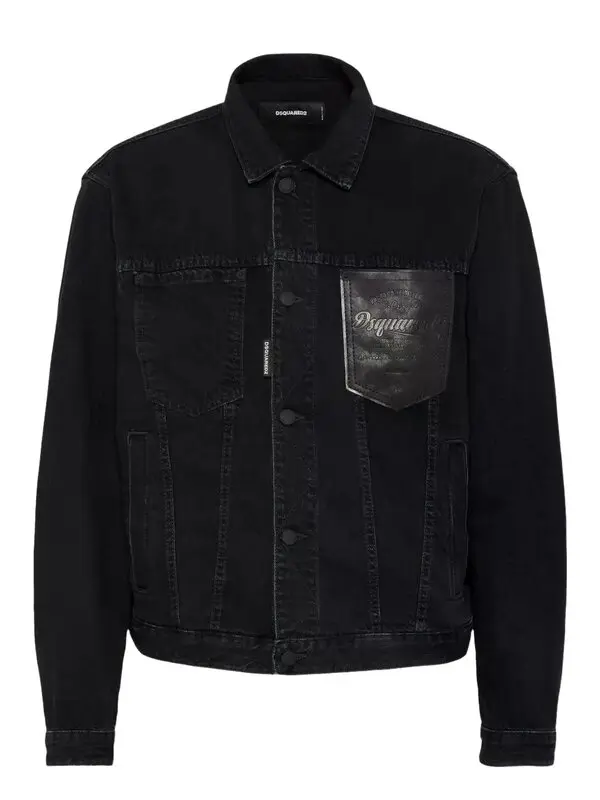 Dsquared2 Denim Jacket With Embossed Logo - Black