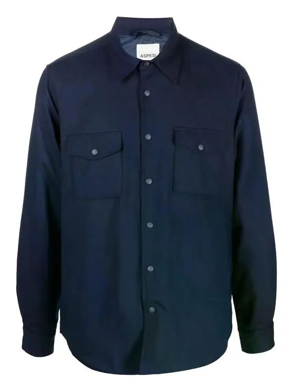 Aspesi Buttoned-up Long-sleeved Shirt - Blue