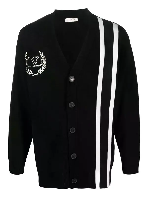Valentino Garavani Vlogo Signature Virgin Wool Cardigan - Black