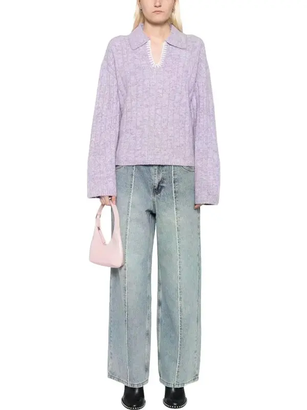 TOUT A COUP Wide-leg Washed Jeans - Blue