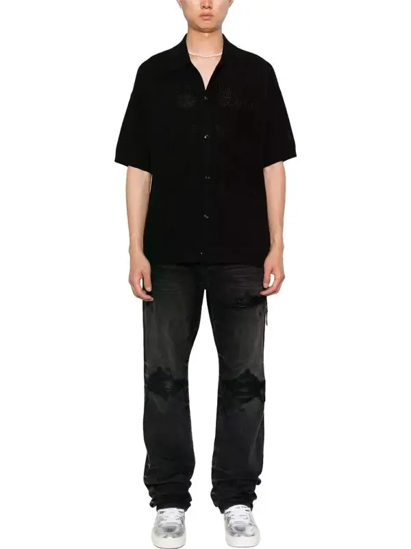 Amiri Crochet-knit Mesh Shirt - Black