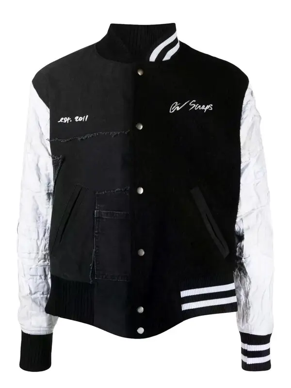 GREG LAUREN Panelled Wool-cotton Bomber Jacket - Black