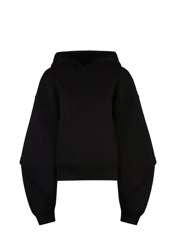 MUGLER Balloon Sleeves Drawstring Hoodie - Black