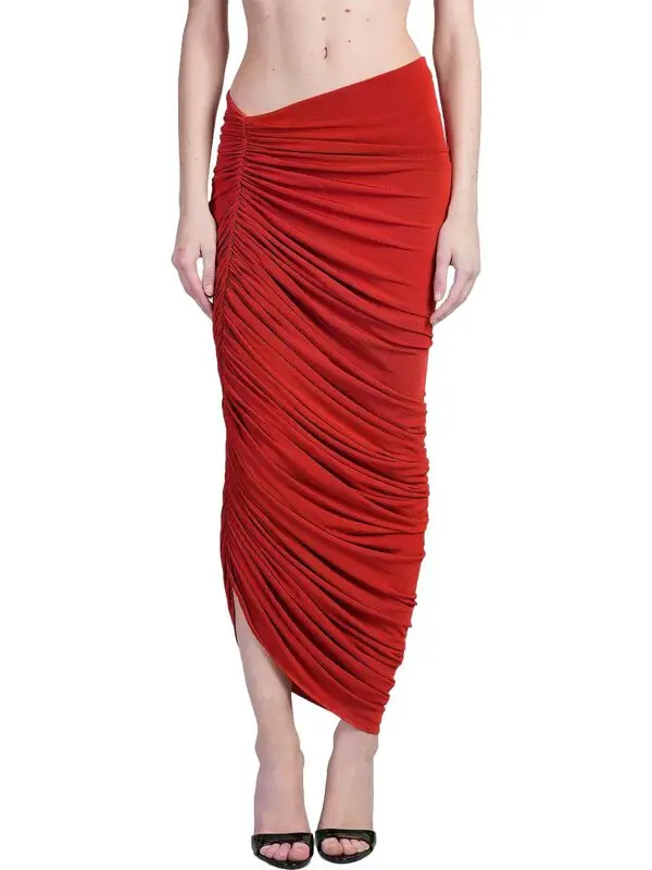Magda Butrym Asymmetric Draped Skirt - Red