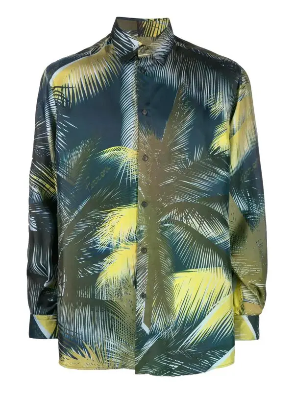 FERRARI Graphic-print Silk Shirt - Blue