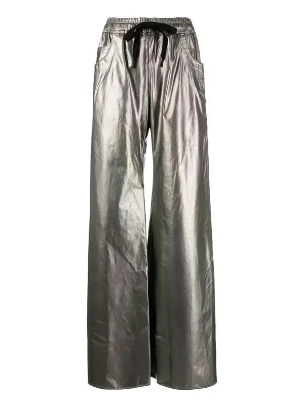 ISAAC SELLAM EXPERIENCE Metallic Finish Wide Leg Trousers - Silver