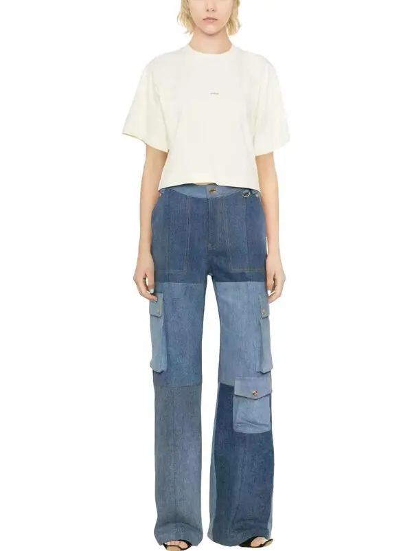 Off-White Arrows-motif Embellished Cropped T-shirt - Neutrals