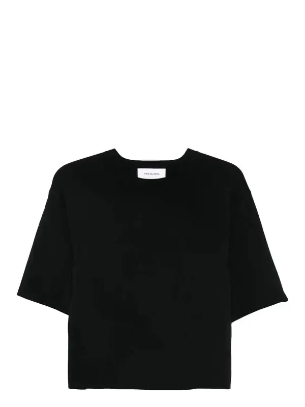 YVES SALOMON Cropped Crewneck T-shirt - Black