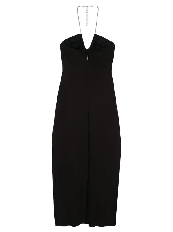 Michael Kors Ruched Halterneck Dress - Black
