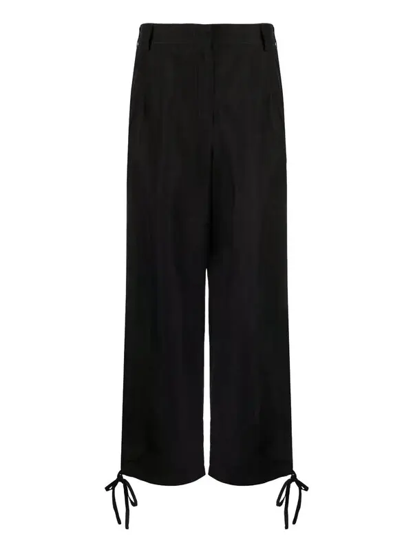 MSGM Cropped Trousers With Tie Cuffs - Black