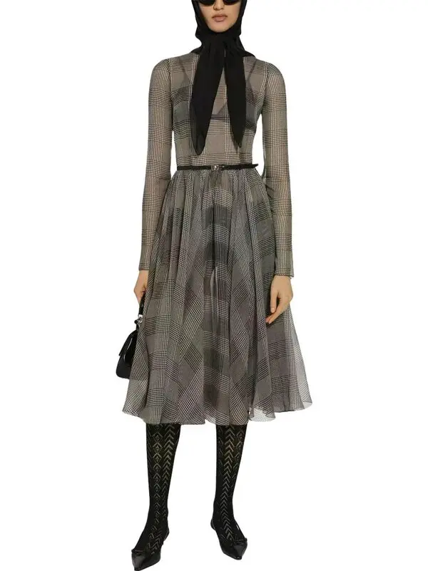 Dolce & Gabbana Prince Of Wales Check Midi Dress - Grey