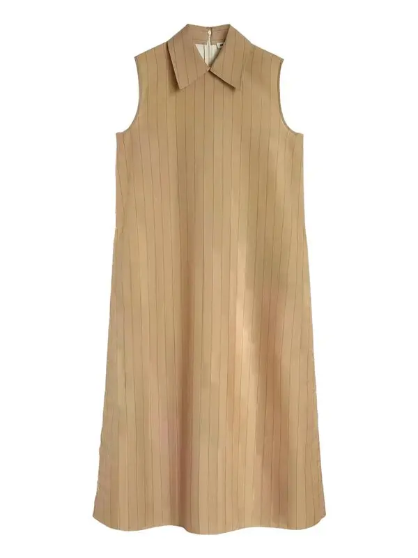 JIL SANDER Pinstriped Midi Dress - Neutrals