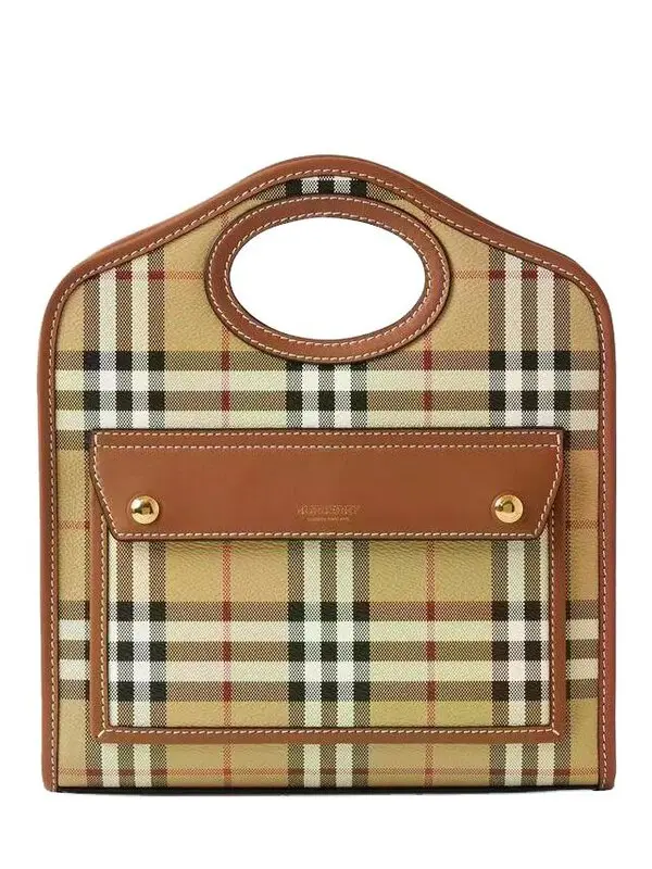 Burberry Check-patterned Mini Tote Bag - Neutrals