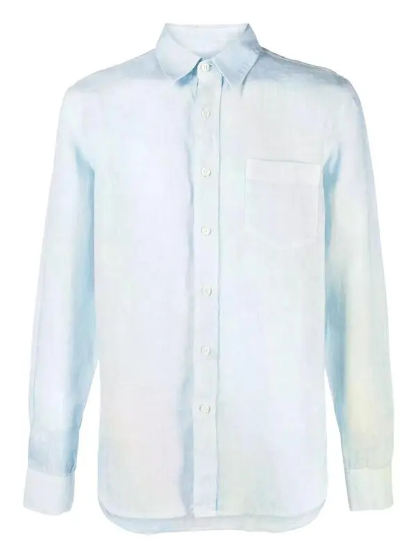 120% Lino Button-up Linen Shirt - Blue