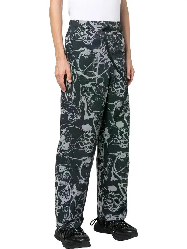 Alexander McQueen Abstract Print Straight-leg Trousers - Black