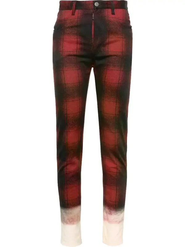 MAISON MARGIELA Tartan Check Tapered Stretch-cotton Trousers - Grey