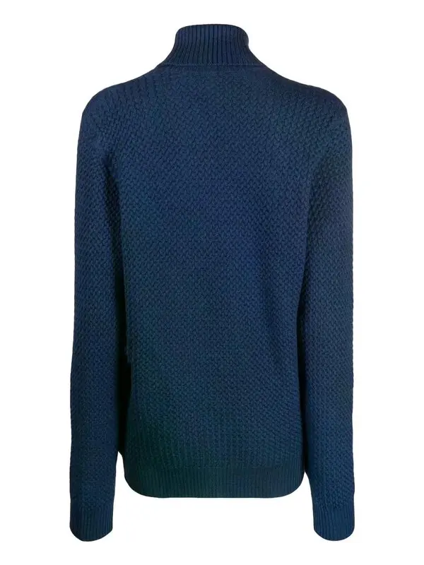 FILERIA Virgin Wool Roll Neck Jumper - Blue