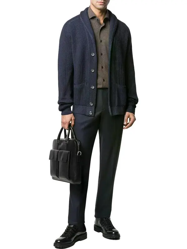ORIAN Spread Collar Piqué Shirt - Brown
