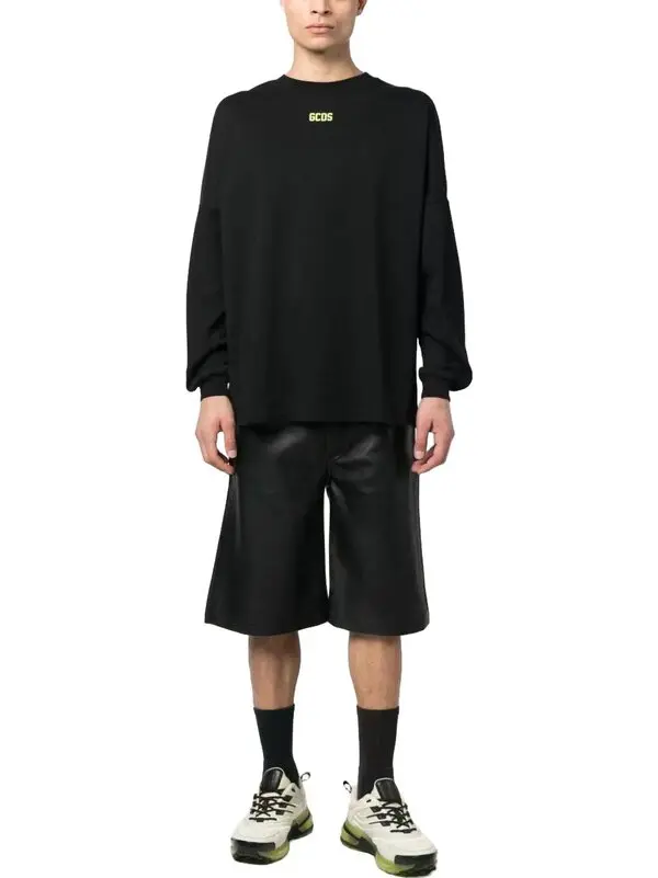 Gcds Long-sleeved Logo-print T-shirt - Black