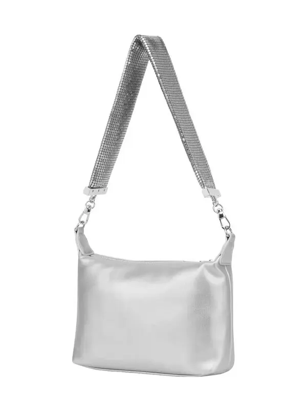 Moschino Logo Patch Shoulder Bag - Silver
