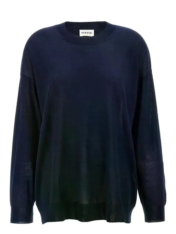 P.a.r.o.s.h Crew-neck Sweater With Ribbed Details - Blue