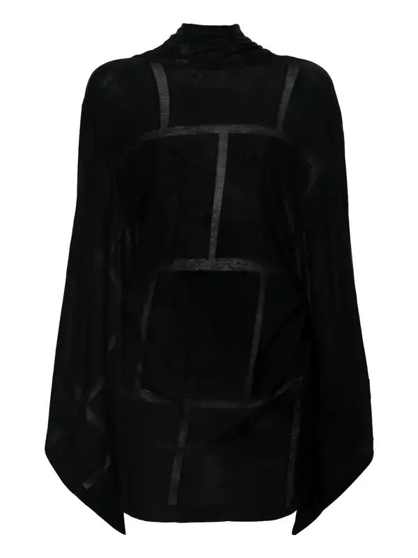 Yohji Yamamoto Cotton Blend Knitted Draped Cardigan-coat - Black