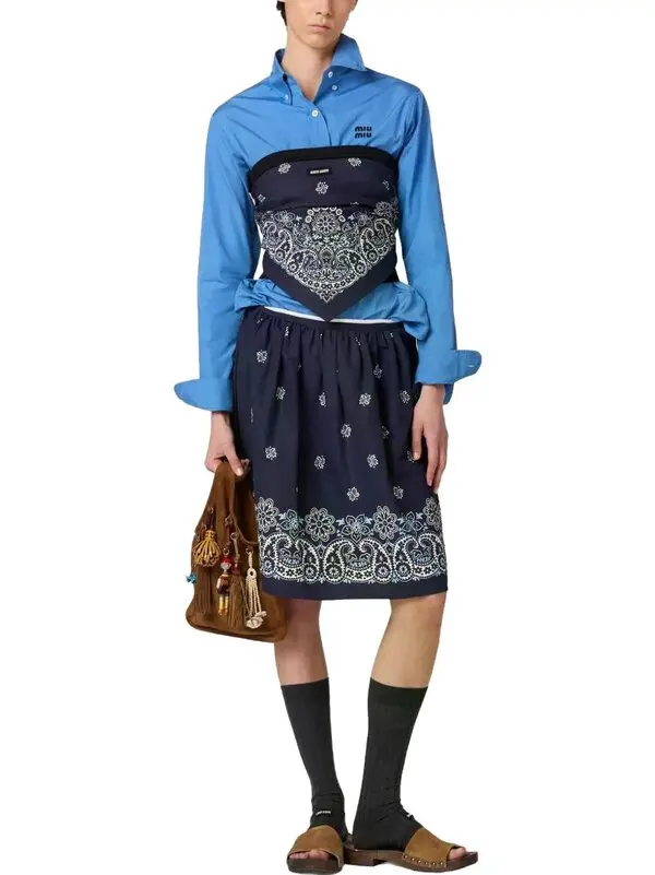 Miu Miu Cotton Logo Shirt - Blue