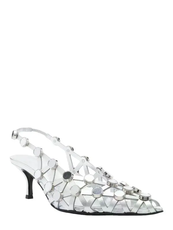 Attico Tone Grid Slingback Pumps - Silver