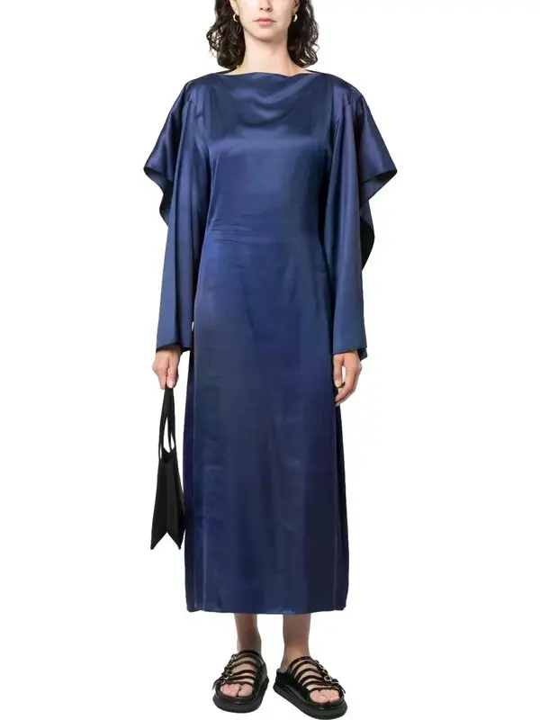 MAISON MARGIELA Long-sleeve Satin Midi Dress - Blue