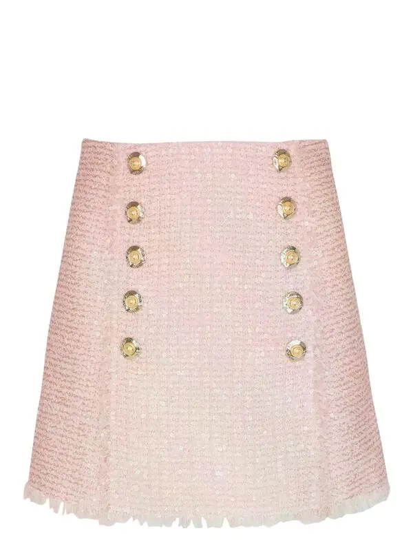 Balmain Sequined Tweed Mini Skirt - Pink