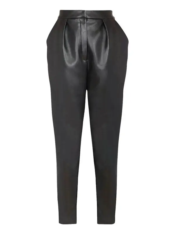 Balmain High-waisted Faux Leather Trousers - Black