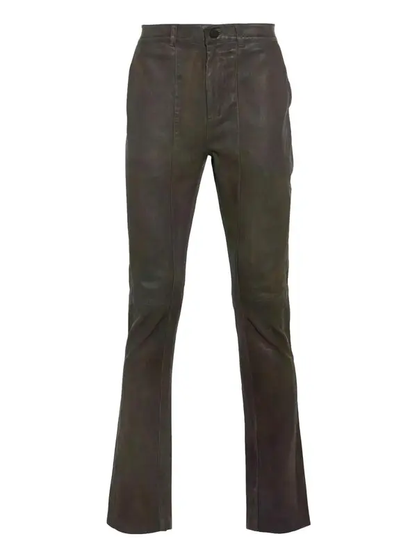 FREI-MUT Leather Straight-leg Trousers - Brown