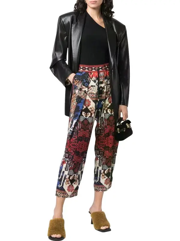 Balmain Abstract Pattern Cropped Trousers - Red