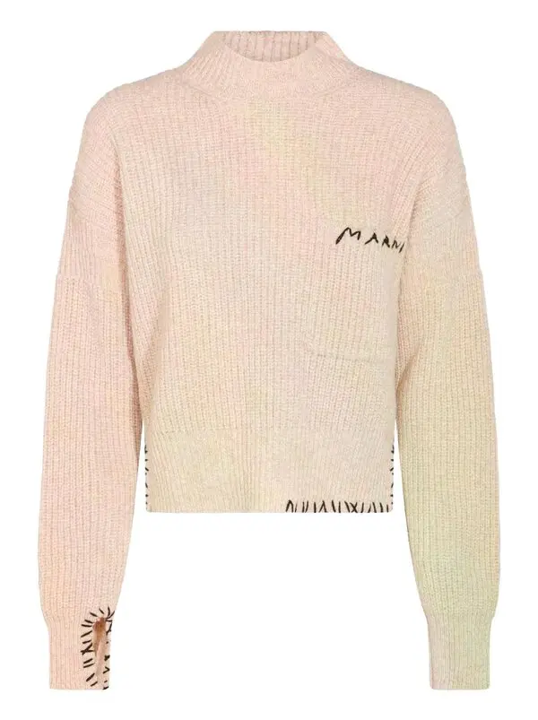 Marni Logo-embroidered Knit Sweater - Neutrals