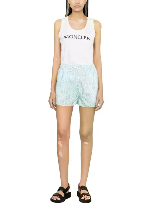 Moncler All-over Logo Print Drawstring Shorts - Green